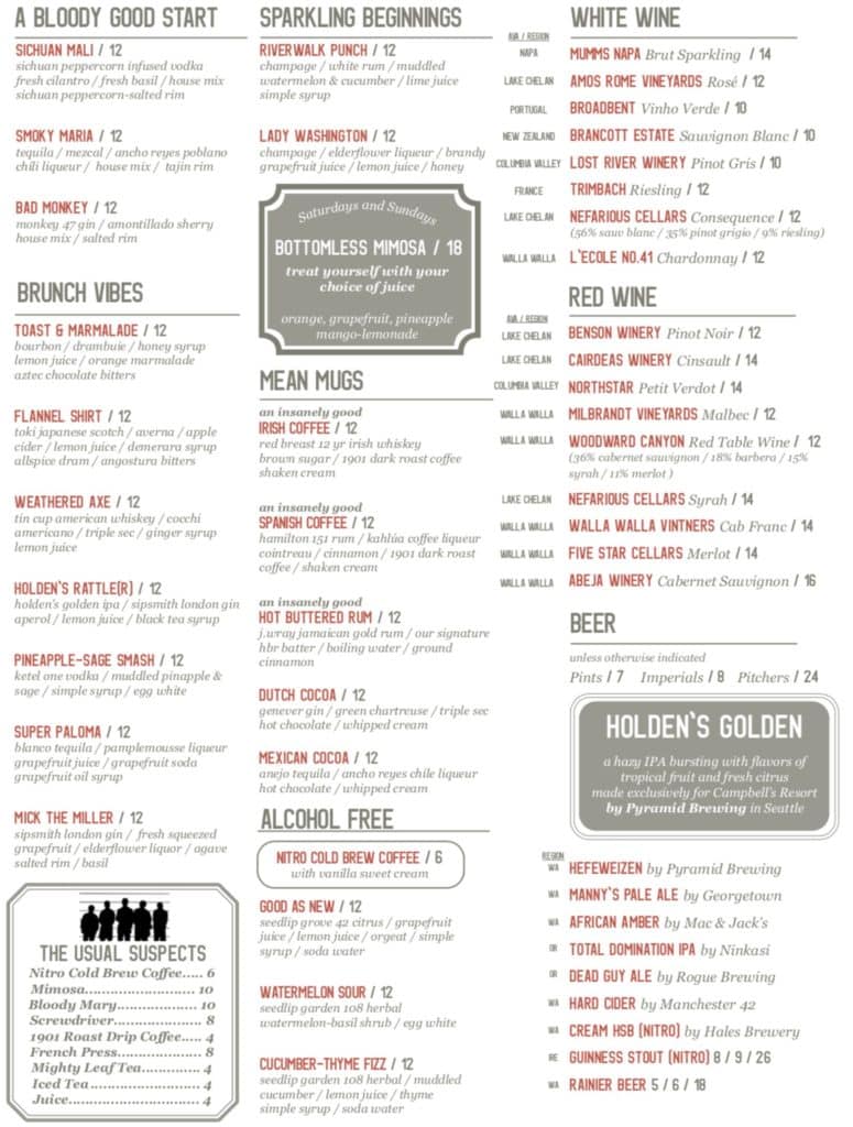 Cocktail Menus | Campbell's Resort